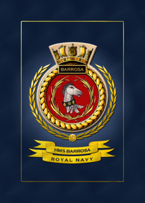 HMS BAROSSA FRAMED SHIPS BADGE / CREST - HUNDREDS OF HM SHIPS IN STOCK ...
