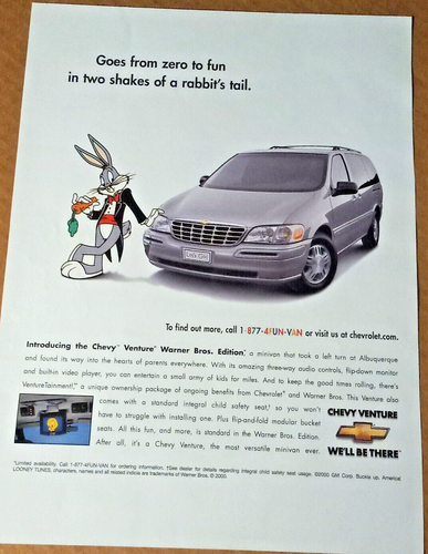 2000 print ad - Chevy Venture Warner Bros minivan BUGS BUNNY ...