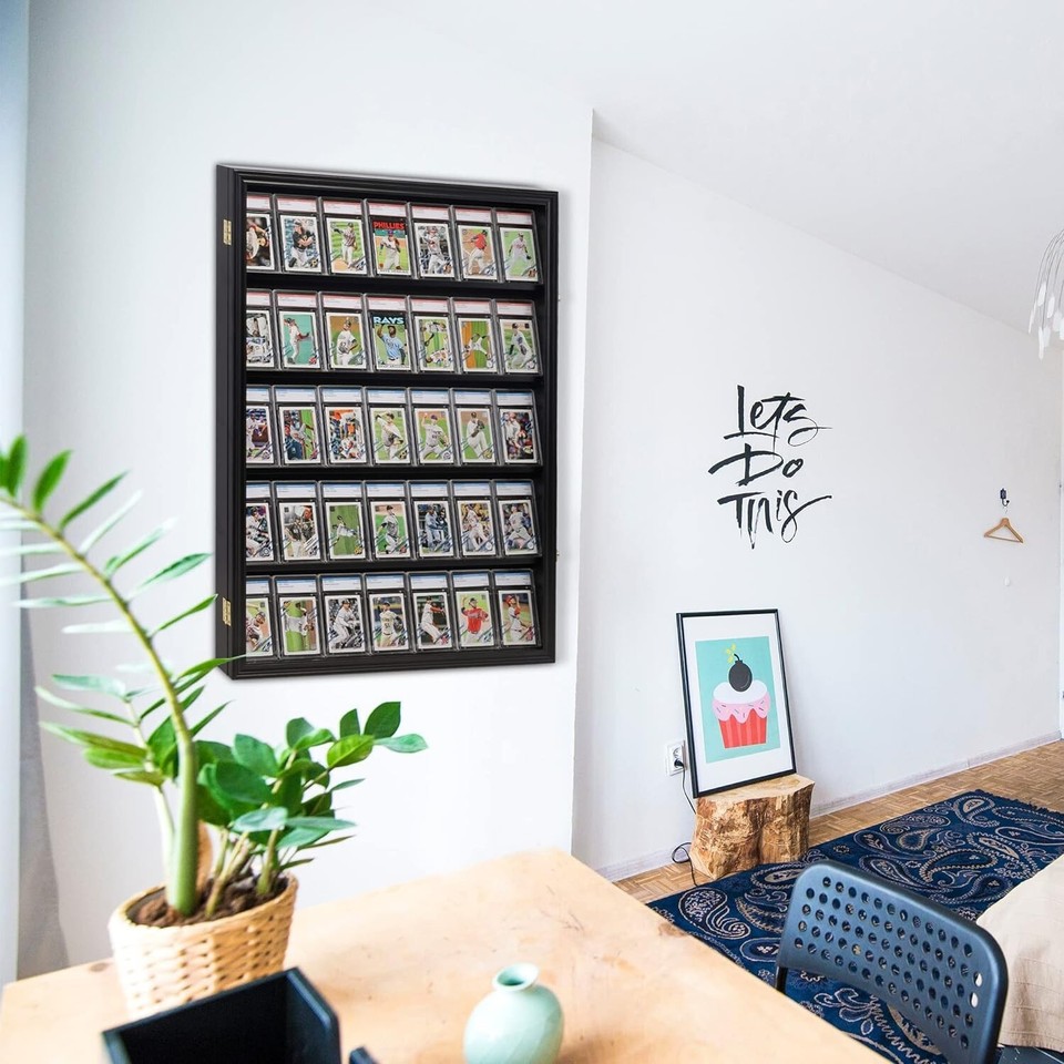 Graded Trading Card Display Case 3 Pcs 35 Sport Baseball PSA CGC Wood ...