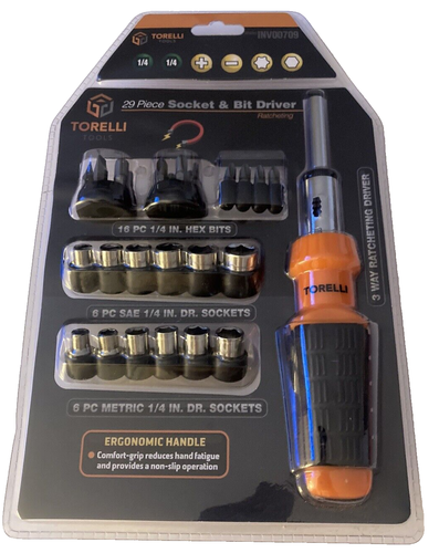 New Sealed TORELLI TOOLS 29 Piece Socket And Bit Set 3 Way Ratcheting ...