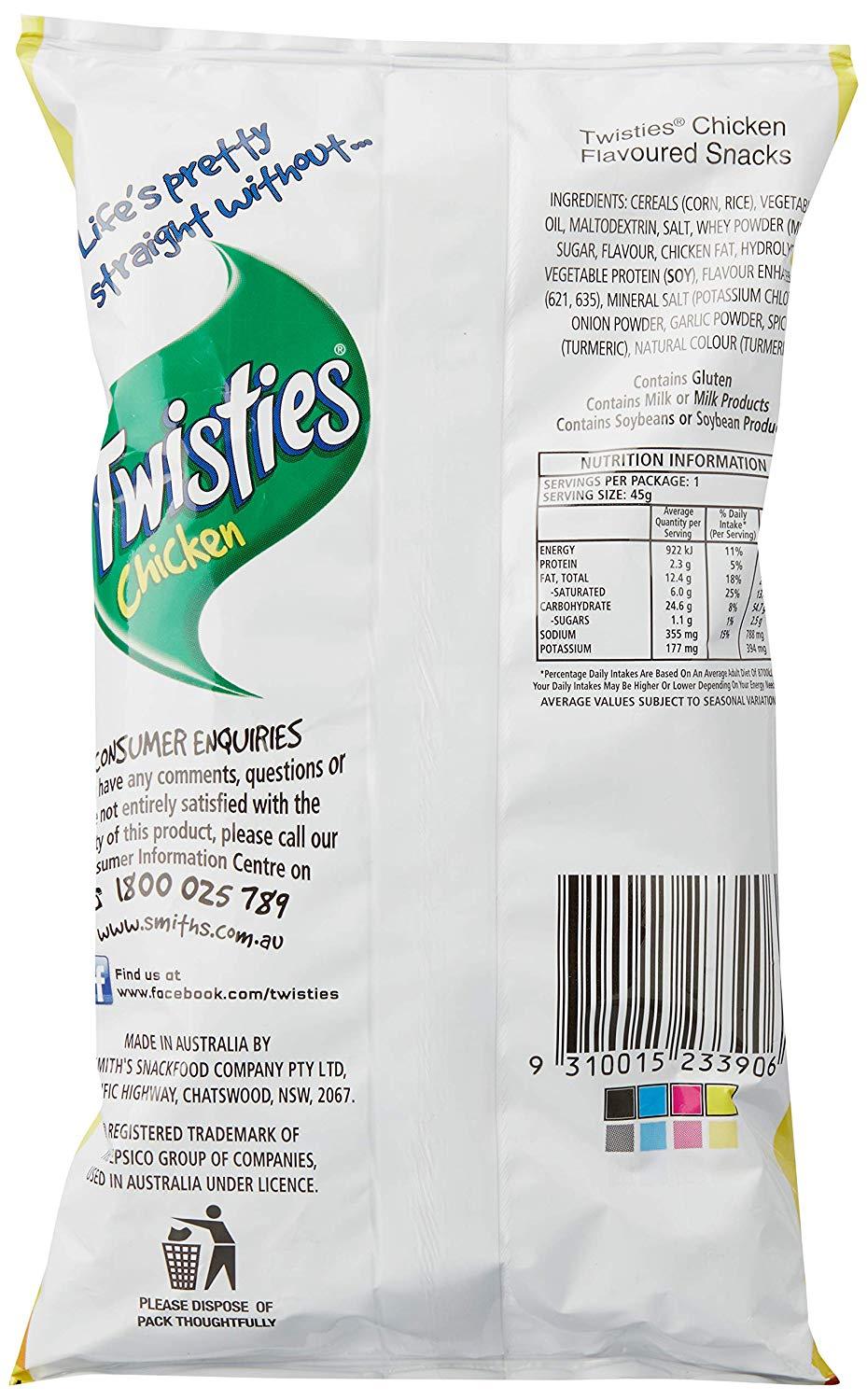 Twisties Chicken Flavour Snacks, 24 x 45 Grams - FAST SHIPPING ...