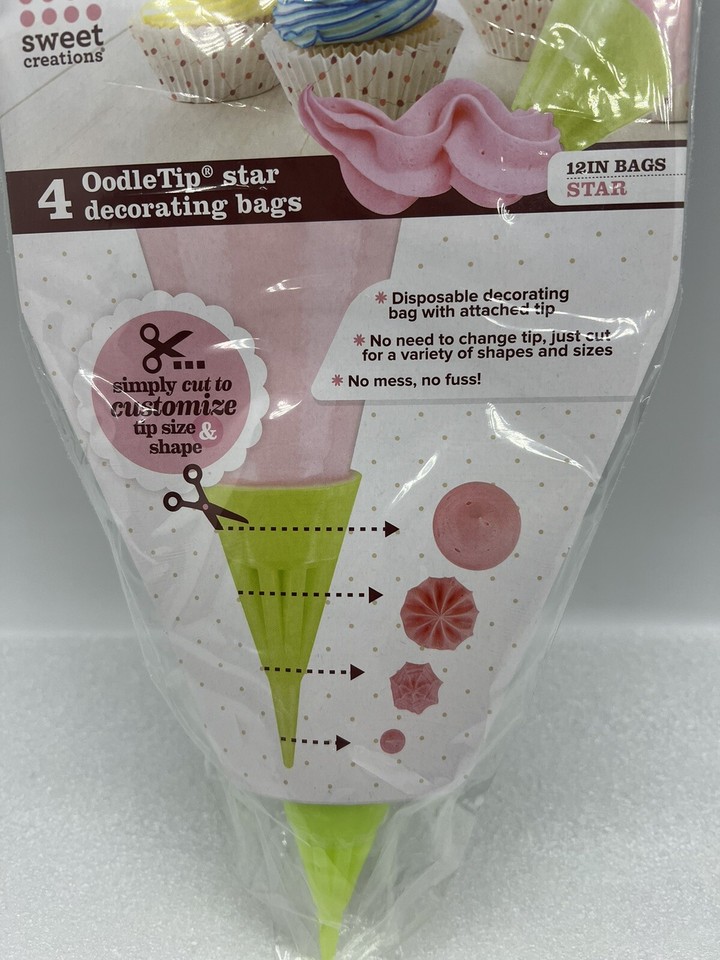 Sweet Creations by good cook 4ct Oodle Tip STAR 12" Decorating Bags ...