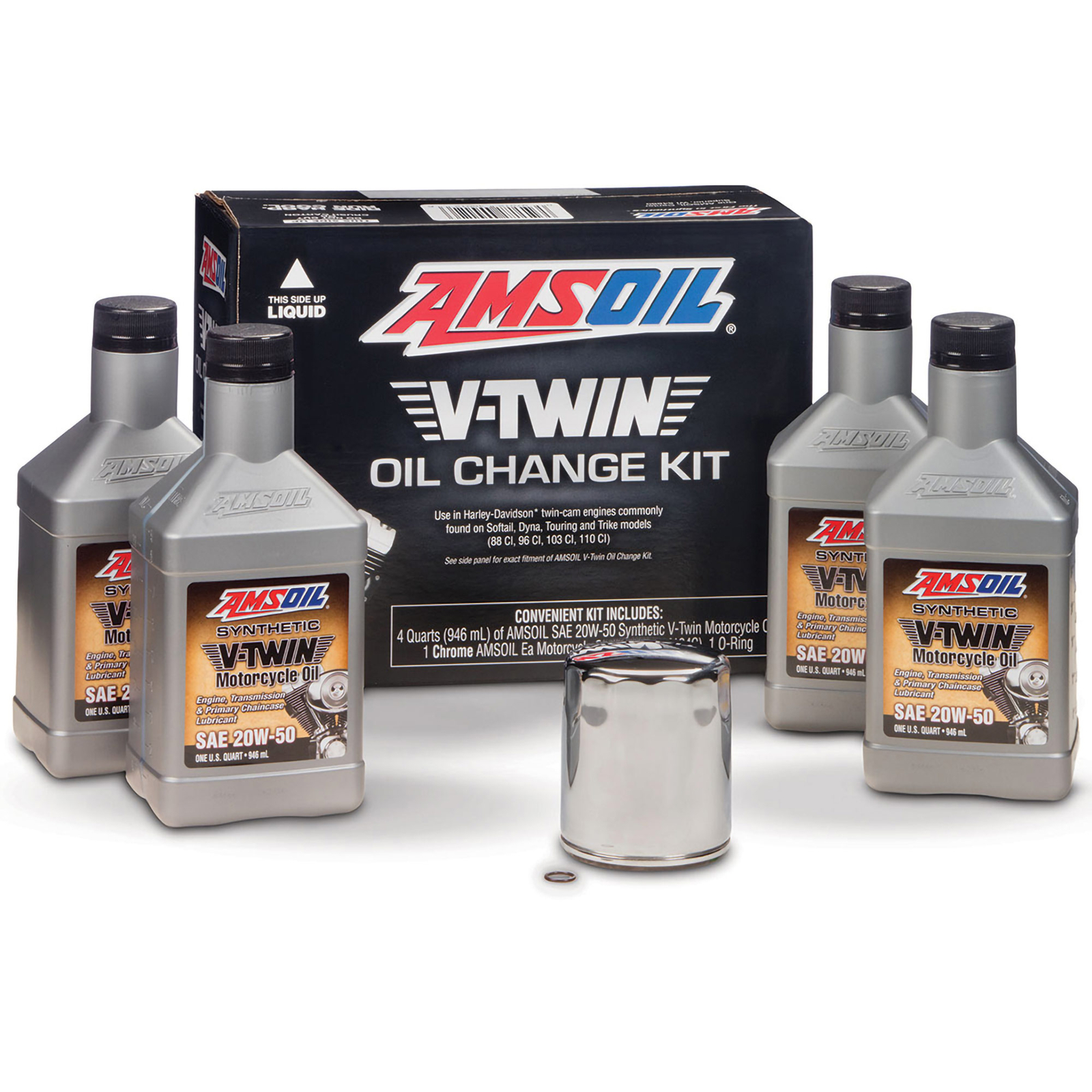 Amsoil V-Twin 20W50 Engine Oil Service Kit For Harley Davidson Twin Cam ...