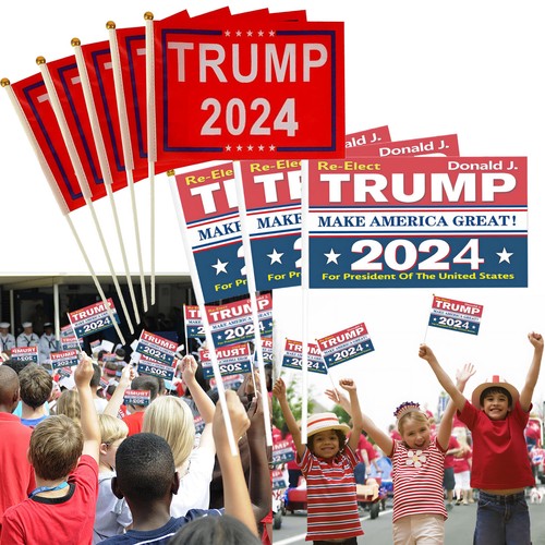 10x Trump 2024 Re-Elect Make America Great Flags Mini Stick Flags ...