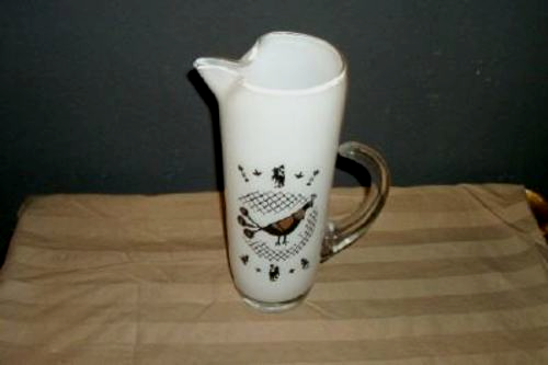 HOLLYWOOD REGENCY CULVER COCKTAIL PITCHER ATOMIC CASED GLASS PEACOCK ...
