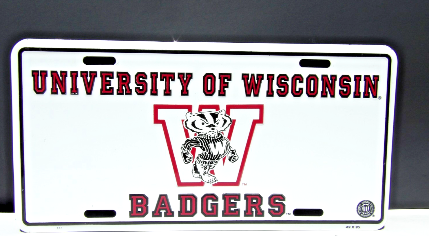 UNIVERSITY of WISCONSIN BADGERS advertising METAL SIGN license plate ...