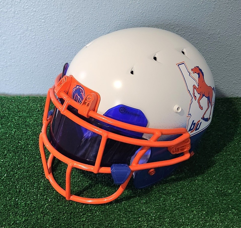 Boise State custom Gloss White/ Blue full size Medium Schutt DNA helmet! | eBay