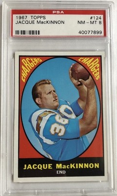 1967 Topps Jacque MacKinnon #124 PSA 8 NM-MT Football Card Chargers | eBay
