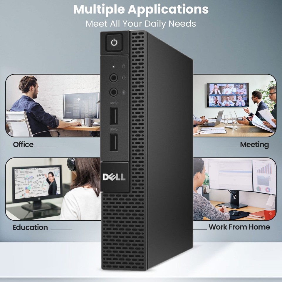 Dell Mini Desktop Computer PC Intel i3-4160T 16GB Ram 2TB SSD WiFi ...