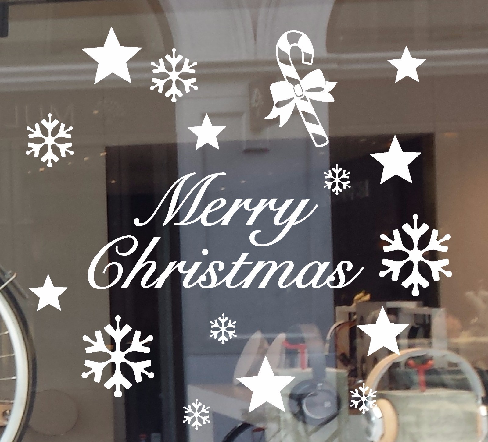 CHRISTMAS WINDOW WALL REMOVABLE STICKERS DECALS SNOWFLAKE STAR CANDY ...