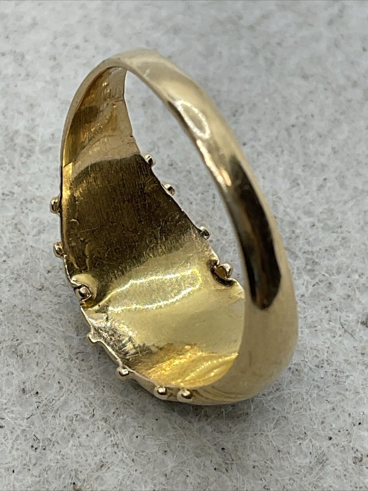 VINTAGE HANDMADE Solid 18K Yellow Gold Rose Cut Diamonds Ladies Band ...
