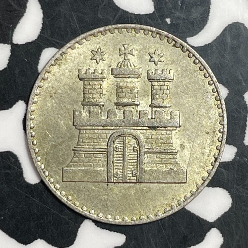 1855 Germany Hamburg 1 Schilling Lot#T2322 Silver! High Grade ...