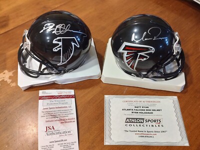 Deion Sanders Matt Ryan Falcons autograph signed auto mini helmets JSA ...