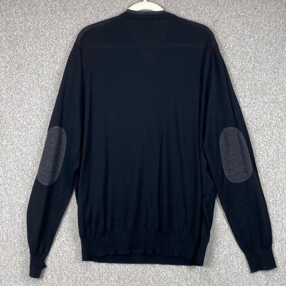 Neiman Marcus merino wool sweater mens XL elbow patches FLAW preppy ...
