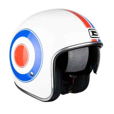 GMAC REBEL EVO TARGET WHITE RED BLUE OPEN FACE MOTORCYCLE HELMET WITH ...