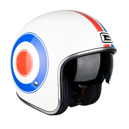 GMAC REBEL EVO TARGET WHITE RED BLUE OPEN FACE MOTORCYCLE HELMET WITH ...