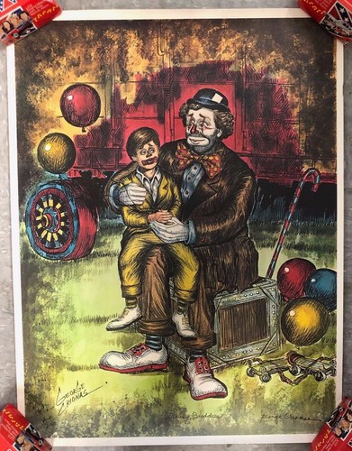 ART POSTER * CIRCUS BUDDIES * GEORGE CRIONAS 20X26’' PB8 HAND SIGNED W ...