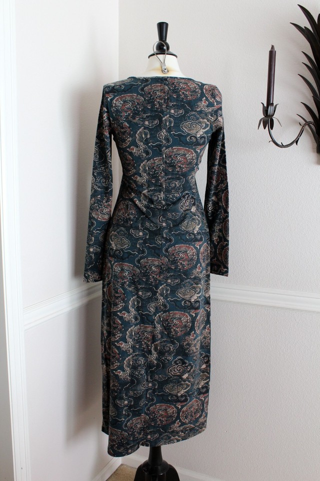 NWT Peruvian Connection MING Dress Cotton Maxi Long Sleeve Dark Teal ...