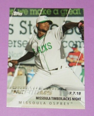 2019 Topps Pro Debut Promo Night Uniforms, Osprey "Missoula TimberJacks ...