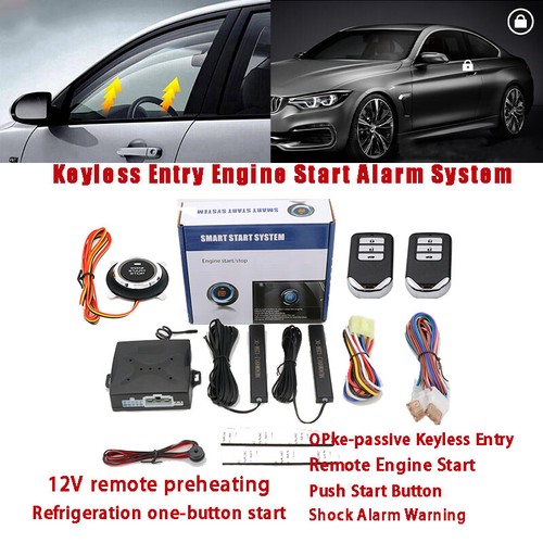 Car Keyless Entry Engine Start Alarm System Push Button Remote Starter ...