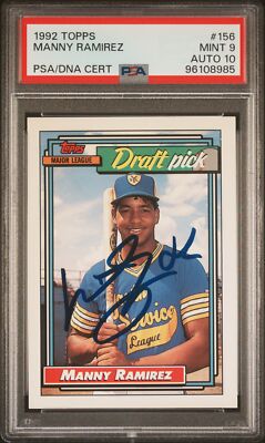 Manny Ramirez 1992 Topps #156 Rookie Signed Auto 10 PSA 9 Highest POP 3 ...