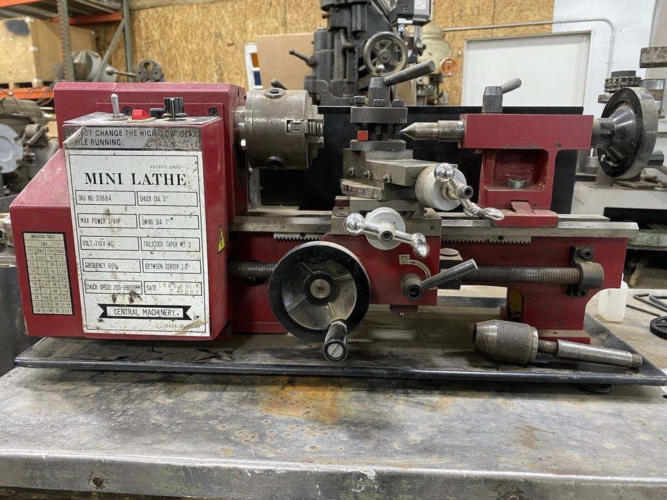 Mini Lathe Central Machinery 7” X 10” Precision Benchtop SKU # 33684 ...