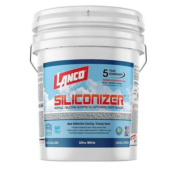 Lanco Siliconizer Acrylic Elastomeric White Reflective Roof Sealer, 5 ...