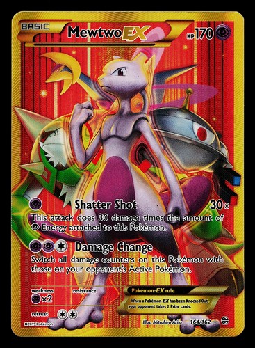 Pokemon Card - Mewtwo EX Full Art BREAKthrough 164/162 Holo Secret Rare ...