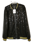 Omoone Black Varsity Jacket Adult Large Football Sequins Statement Men ...