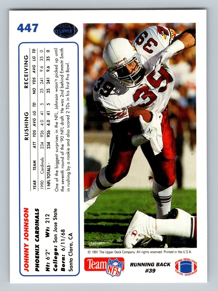 1991 Upper Deck #447 Johnny Johnson Phoenix Cardinals | eBay