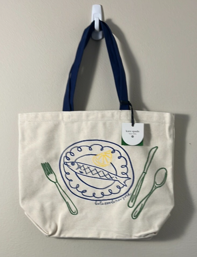 Kate Spade New York x Target Fish Embroidered Canvas Tote Bag | eBay