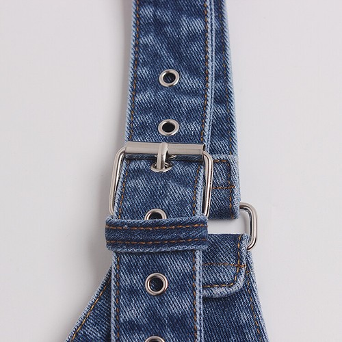 Women Adjustable Denim Body Harness Corset Belt Buckle Straps Decor ...