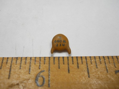 680 pf 1KV +/-20% Disc Ceramic Capacitor (NOS, New Old Stock)(QTY 25 ea ...