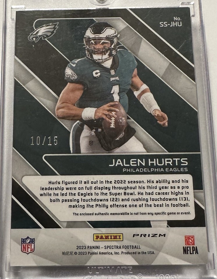 2023 Panini Spectra 💥Jalen Hurts💥 Spectacle Patch #’d 10/15. “ Fly ...