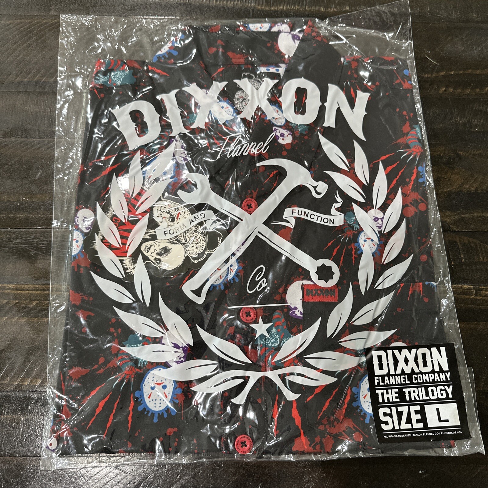 Dixxon Flannel The Trilogy Horror Party Shirt Jason Nosferatu Freddy ...