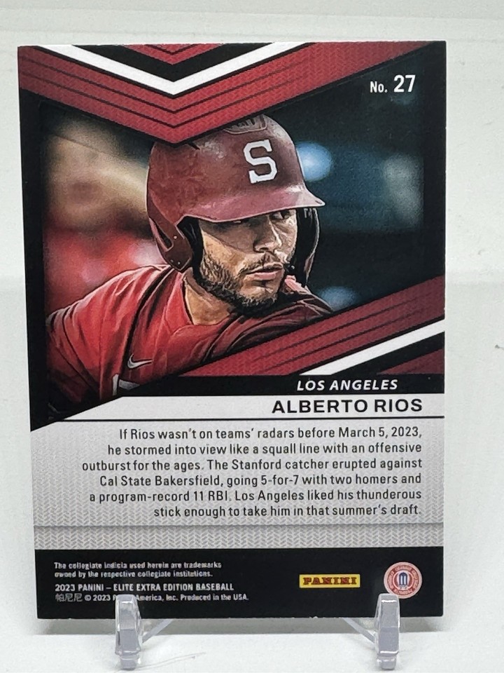 2023 Elite Extra Edition #27 Alberto Rios Los Angeles Angels SIGNED ...