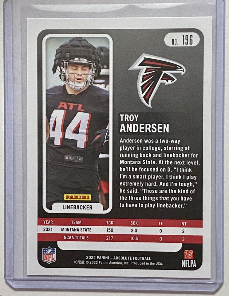 2022 Absolute Troy Anderson RC #196 Atlanta Falcons Rookie | eBay