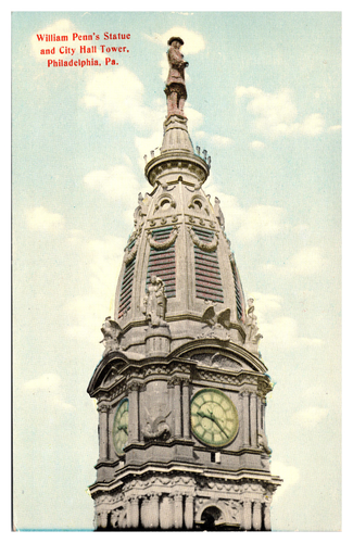 Philadelphia, PA City Hall TOwer William Penn's Statue Clock Tower Dome ...