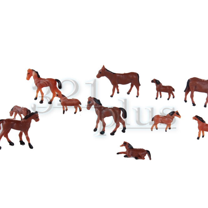 20 pcs. N Scale Farm Animals Model Horses 1:160 Scale Miniature Figures ...