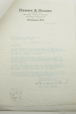 1931 Lamson Goodnow Henry & Henry Buffalo NY Letters and Return ...