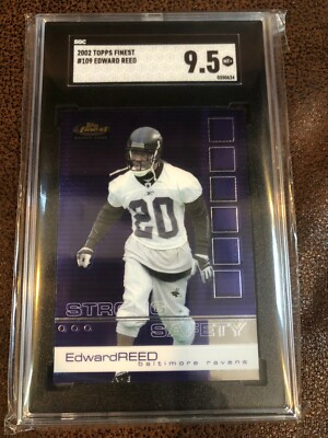 SGC 9.5 - 2002/02 Topps Finest Rookie Edward Ed Reed Ravens RC HOF #109 ...
