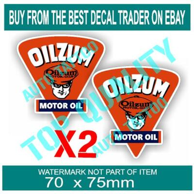 OILZUM MOTOR OIL Decal Sticker X2 Vintage Petroliana Hot Rod MAN CAVE ...