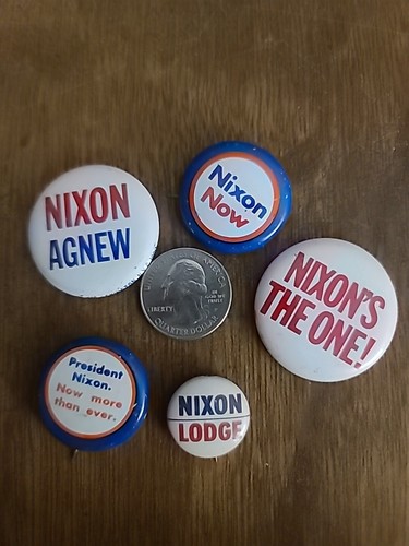 Vintage 1968 Nixon Now President Nixon Nixon Agnew PIN PINBACK campaign ...