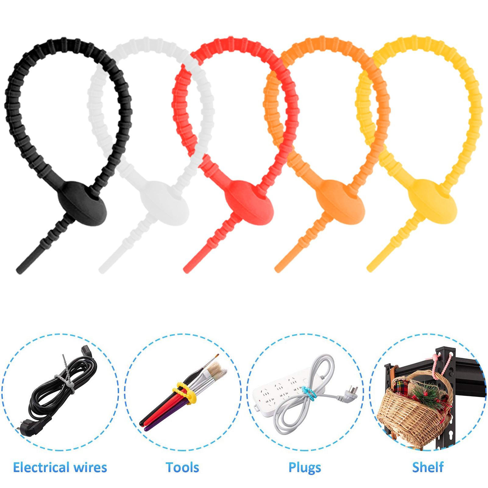 Silicone Zip Ties Silicone Bag Multi Purpose Elastic Charging Cable ...