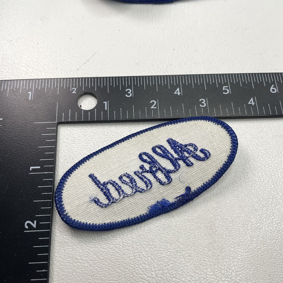 Oval Uniform Patch Name ALFRED Patch Cursive Blue Letters 25K4 | eBay
