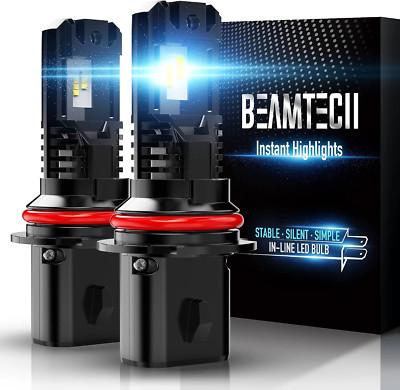 BEAMTECH 9007 LED Headlight Bulb, HB5 Halogen ,12000Lm 60W Fanless in ...