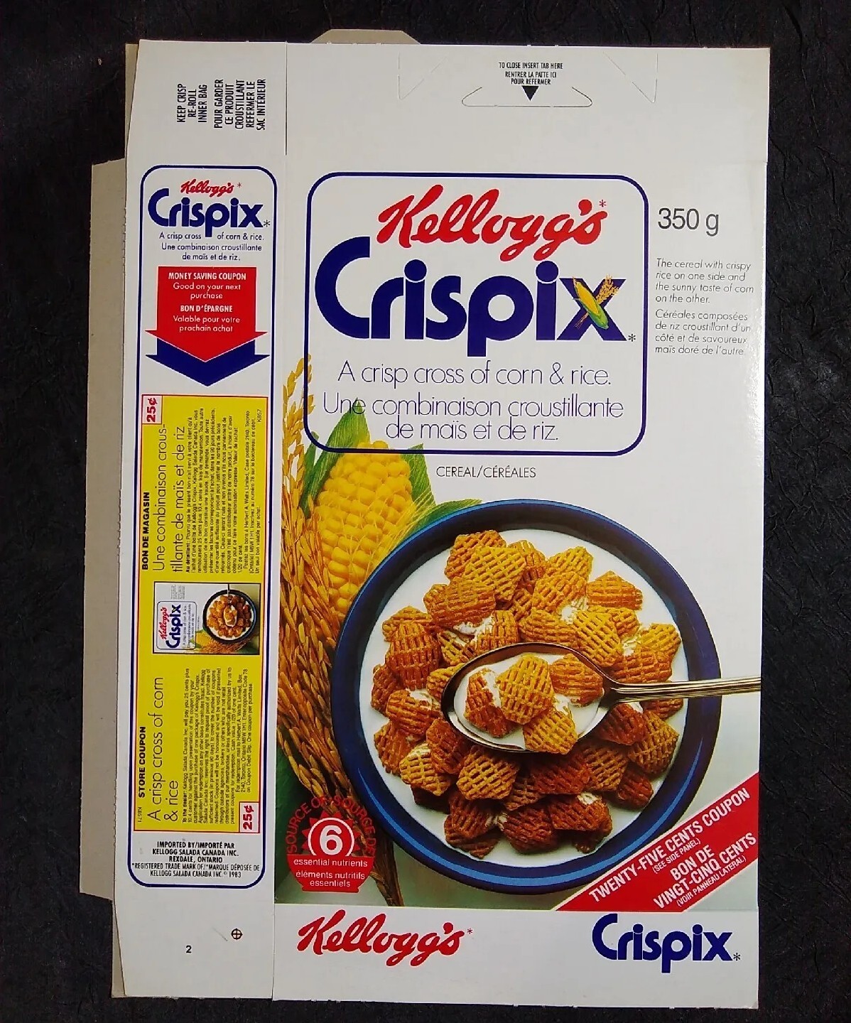RARE 1983 Canadian KELLOGG'S CRISPIX CEREAL BOX Flat Empty Unused vtg ...