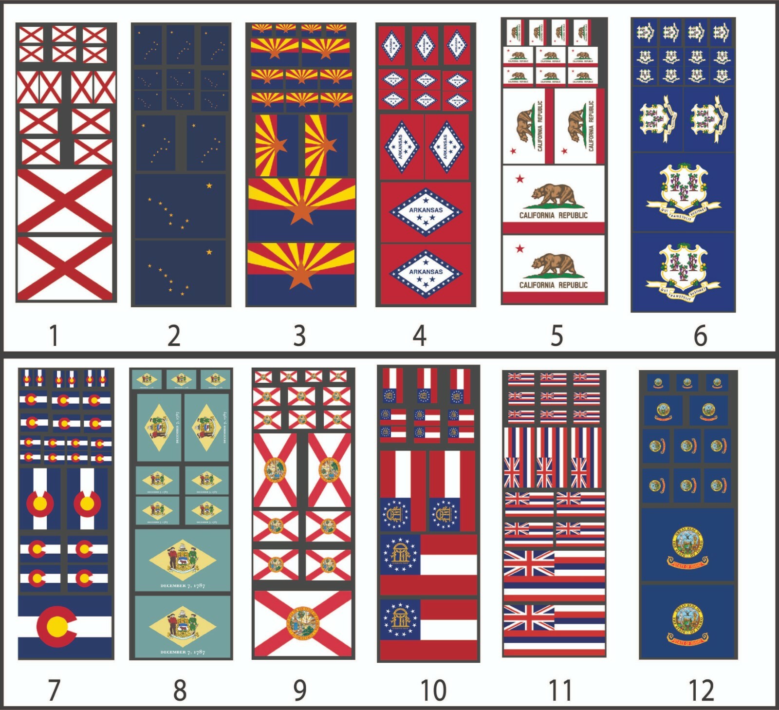 U.S. US American State Flags 1/10 - 1/5 Scaled RC Stickers - Traxxas ...