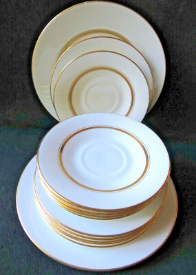 14PC- Lenox Oxford Andover Bone China Dinnerware Plates Gold Rims ...