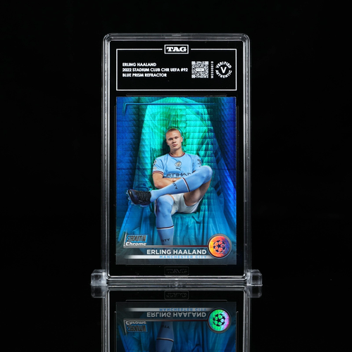 ERLING HAALAND TAG Authenticated Blue Prism Refractor 22 Stadium Club ...